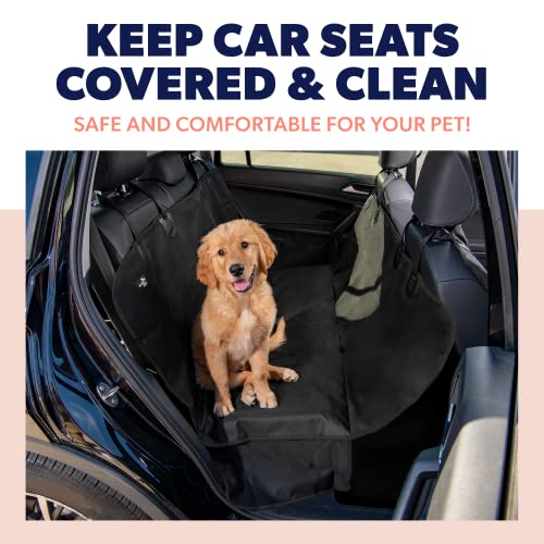 Active Pets Car Seat Cover for Dogs - Standard Waterproof Dog Seat Cover for Back Seat in SUV or Truck - Convertible Pet Hammock & Trunk Protector for Travel - Black