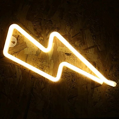 QiaoFei Neon Light,LED Lightning Sign Shaped Decor Light,Wall Decor for Christmas,Birthday Party,Kids Room, Living Room, Wedding Party Decor (Warm White)