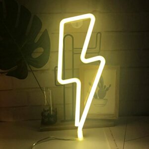 QiaoFei Neon Light,LED Lightning Sign Shaped Decor Light,Wall Decor for Christmas,Birthday Party,Kids Room, Living Room, Wedding Party Decor (Warm White)