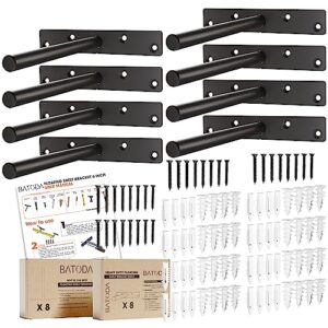 batoda - 6" floating shelf bracket heavy duty (8 pcs)-solid steel blind shelf supports - hidden brackets for floating wood shelves - blind shelf support - shelving mounting hardware included (pack 8)