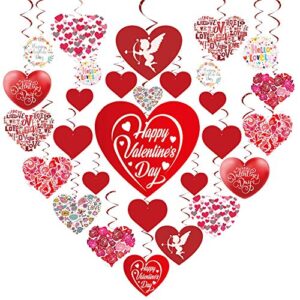 goer valentine's day party decorations,30 pcs hanging swirls with 1000 pcs/0.35 oz heart confetti valentine's day party supplies