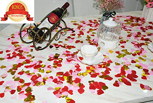 GOER Valentine's Day Party Decorations,30 Pcs Hanging Swirls with 1000 Pcs/0.35 oz Heart Confetti Valentine's Day Party Supplies