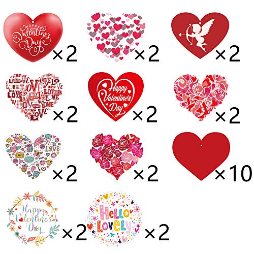 GOER Valentine's Day Party Decorations,30 Pcs Hanging Swirls with 1000 Pcs/0.35 oz Heart Confetti Valentine's Day Party Supplies