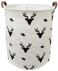 boohit cotton fabric storage bin,collapsible laundry basket-waterproof large storage baskets,toy organizer,home decor (deer head)