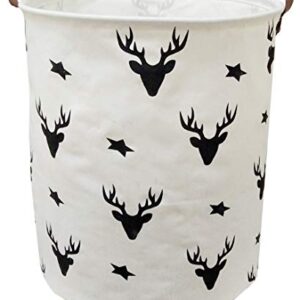 BOOHIT Cotton Fabric Storage Bin,Collapsible Laundry Basket-Waterproof Large Storage Baskets,Toy Organizer,Home Decor (Deer Head)