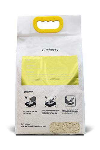 Furberry 2 Pack Natural Tofu Cat Litter Pellets Clumping Flushable Kitten Litter for Toilet Soy Cat Litter Unscented Zero Dust Low Tracking Septic Safe