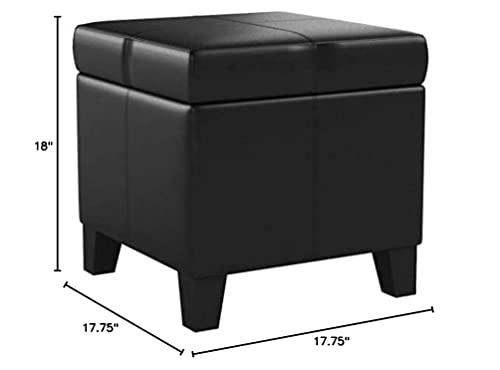 FIRST HILL FHW Living Storage Ottoman, Small, Black