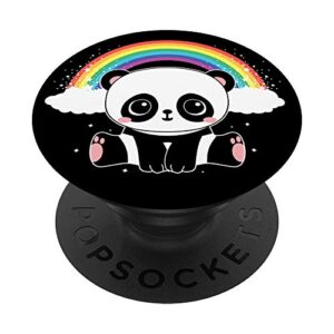 cute panda kawaii panda bear with rainbow popsockets swappable popgrip