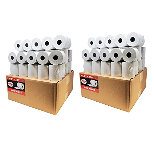 (100 Rolls) 3 1/8 x 230 Thermal Paper Receipt Rolls (55 GSM Premium Quality German Paper) Fits All POS Cash Registers BPA Free - BuyRegisterRolls