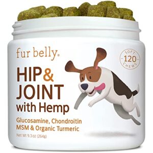 glucosamine for dogs - hip and joint supplement dogs - glucosamine chondroitin for dogs with msm, hemp, turmeric & omega 3 - dog hip and joint supplement - dog pain relief, 120 soft dog joint chews