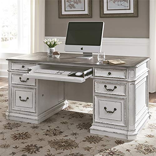 Liberty Furniture Magnolia Manor White Complete 5 Piece Desk