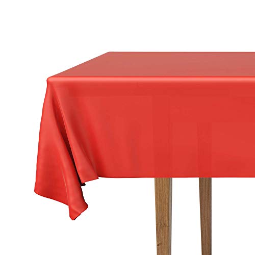 DecorRack 2 Rectangular Tablecloths -BPA- Free Plastic, 54 x 108 inch, Dining Table Cover Cloth Rectangle for Parties, Picnic, Camping and Outdoor, Disposable or Reusable in Red (2 Pack)