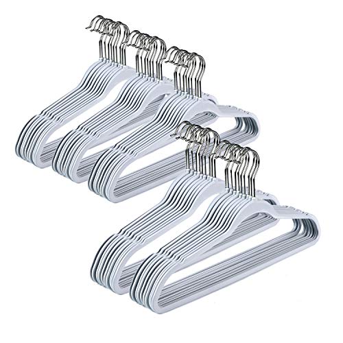 Quality Hangers Clothes Hangers 50 Pack - Non-Velvet Plastic Hangers for Clothes -Heavy Duty Coat Hanger Set -Space-Saving Closet Hangers with Chrome Swivel Hook, Functional Non-Flocked Hangers, Gray