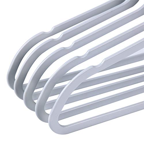 Quality Hangers Clothes Hangers 50 Pack - Non-Velvet Plastic Hangers for Clothes -Heavy Duty Coat Hanger Set -Space-Saving Closet Hangers with Chrome Swivel Hook, Functional Non-Flocked Hangers, Gray