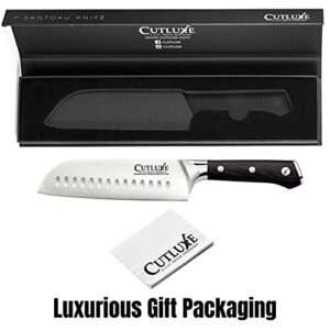 Cutluxe Santoku Knife – 7" Chopping Knife, Vegetable Knife – Forged High Carbon German Steel – Full Tang & Razor Sharp – Ergonomic Handle Design – Artisan Series