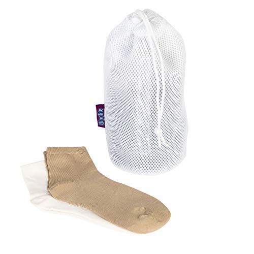 Woolite Sanitized Sock Saver Wash Bag | Prevents Fading | Stretching | Snags | Rust Free | Laundry Accessories | Clips Anywhere | White