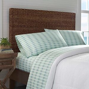 tommy bahama - queen sheets, cotton percale bedding set, crisp & cool, stylish home decor (off the grid green, queen)