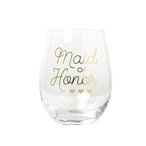 Kate & Milo Maid of Honor' Wine Glass MOH Gifts from Bride, Bachelorette Party Accessories, 1 Count (Pack of 1)