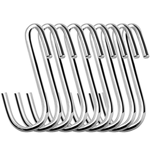 24 Pack ESFUN 3 inch Heavy Duty S Hooks Pan Pot Holder Rack Hooks Hanging Hangers S Shaped Hooks for Kitchenware Pots Utensils Clothes Bags Towels Plants