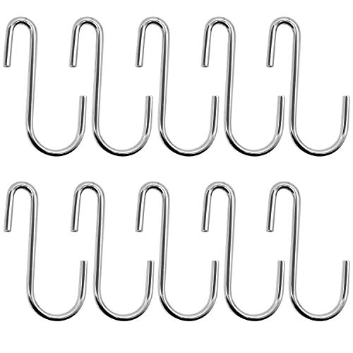 24 Pack ESFUN 3 inch Heavy Duty S Hooks Pan Pot Holder Rack Hooks Hanging Hangers S Shaped Hooks for Kitchenware Pots Utensils Clothes Bags Towels Plants