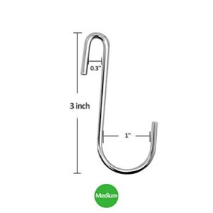 24 Pack ESFUN 3 inch Heavy Duty S Hooks Pan Pot Holder Rack Hooks Hanging Hangers S Shaped Hooks for Kitchenware Pots Utensils Clothes Bags Towels Plants