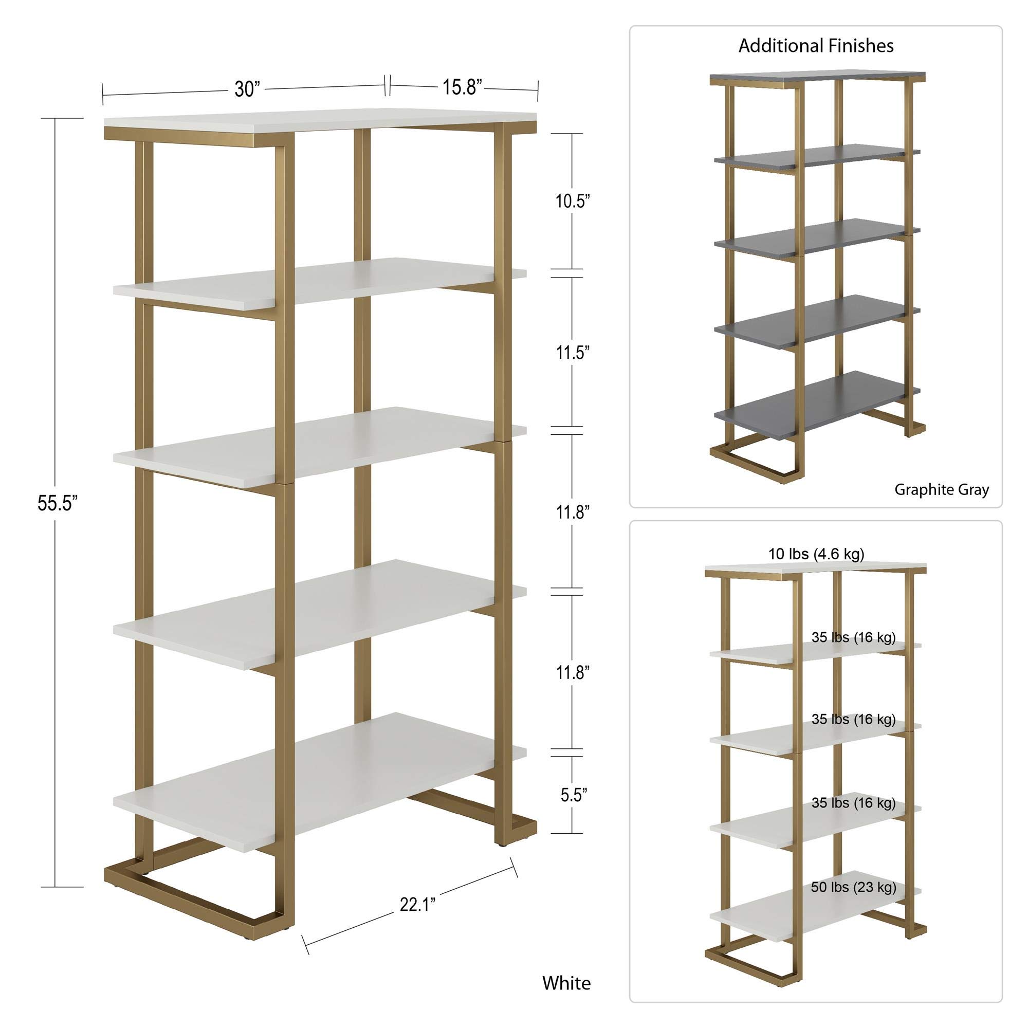 CosmoLiving by Cosmopolitan CosmoLiving Camila 5 Shelf Bookcase, White Bookshelf