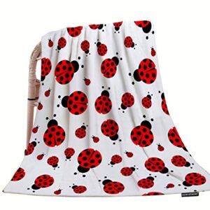 HGOD DESIGNS Ladybug Throw Blanket,Red Ladybug Pattern Soft Warm Decorative Throw Blanket for Baby Toddler or Pets Cat Dog 30"X40"