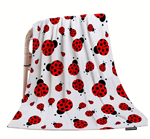 HGOD DESIGNS Ladybug Throw Blanket,Red Ladybug Pattern Soft Warm Decorative Throw Blanket for Baby Toddler or Pets Cat Dog 30"X40"