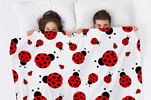 HGOD DESIGNS Ladybug Throw Blanket,Red Ladybug Pattern Soft Warm Decorative Throw Blanket for Baby Toddler or Pets Cat Dog 30"X40"