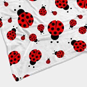 HGOD DESIGNS Ladybug Throw Blanket,Red Ladybug Pattern Soft Warm Decorative Throw Blanket for Baby Toddler or Pets Cat Dog 30"X40"