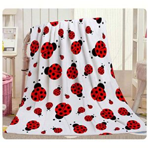 HGOD DESIGNS Ladybug Throw Blanket,Red Ladybug Pattern Soft Warm Decorative Throw Blanket for Baby Toddler or Pets Cat Dog 30"X40"