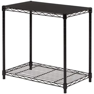 amazon basics 2-tier stackable storage shelf, black, 13.3 d x 23.2 w x 22.2 h in