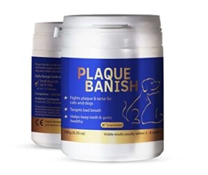 plaque banish 100% natural plaque off & tartar remover for dogs & cats | freshen breath for dogs & cats | 6.3oz (180g) | support healthy gums & promote dental health | prevent plaque & tartar build up