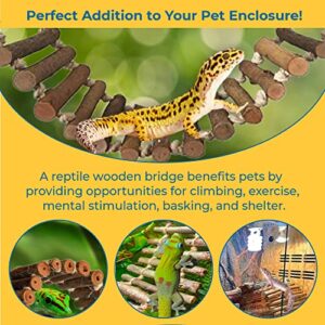 SunGrow Gecko Wooden Ladder Bridge, 14” Customizable, Versatile Enrichment Exercise Gym, Increase Living Vertical Space for Geckos, Hermit Crabs, and Pocket Pets