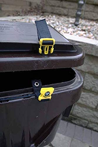 Critter Clip Universal Lid Locking System for Outdoor Garbage Cans to Stop Raccoons, Pets and Wind. Simple to Install Kit, Heavy Duty Lid Lock, Easy Single Hand Release.