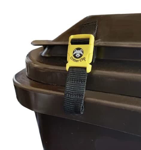 Critter Clip Universal Lid Locking System for Outdoor Garbage Cans to Stop Raccoons, Pets and Wind. Simple to Install Kit, Heavy Duty Lid Lock, Easy Single Hand Release.