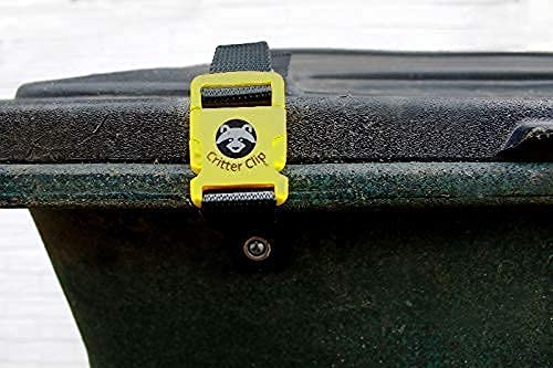 Critter Clip Universal Lid Locking System for Outdoor Garbage Cans to Stop Raccoons, Pets and Wind. Simple to Install Kit, Heavy Duty Lid Lock, Easy Single Hand Release.