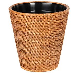 Mekomy La Jolla Rattan Plastic Insert, Honey-Brown Waste Basket