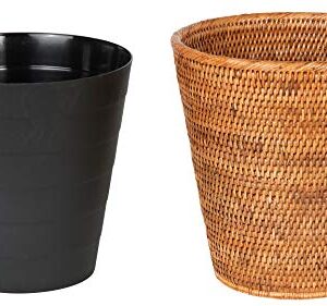 Mekomy La Jolla Rattan Plastic Insert, Honey-Brown Waste Basket