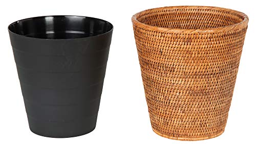 Mekomy La Jolla Rattan Plastic Insert, Honey-Brown Waste Basket