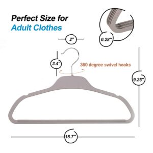 ELONG HOME Plastic Hangers for Clothes, Upgraded Rubber Non Slip Clothes Hangers, Non Velvet Durable Clothing Hangers, 15.7 Inches for Adults Clothes, Gray, 20 Pack