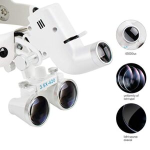 Binocular Loupes Glasses Headband Magnifier with LED Light 3.5X-420