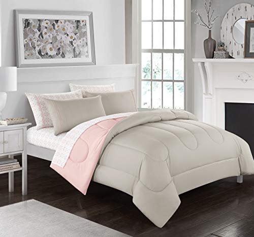 Casa Lightweight Comforter Set, Full, Blush