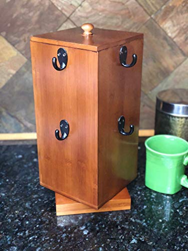 Autumn Alley Mug Holder - Coffee Mug Tree - Bamboo Rotating Cup Holder with Coffee Pod Storage - 8 Mug Tree Stand Spinning Countertop Mug Rack - Coffee Mug & Cup Holder Tree for Counter