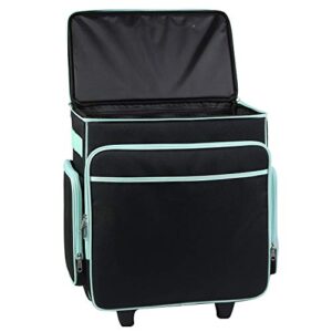 Everything Mary Rolling Craft Bag, Black & Teal - Papercraft Tote with Wheels For Scrapbook & Art Storage - Organizer Case for IRIS Boxes, Supplies, and Accessories