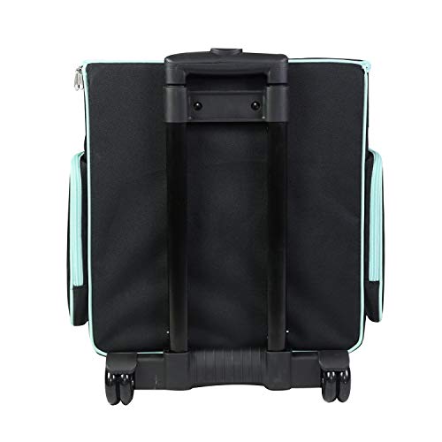 Everything Mary Rolling Craft Bag, Black & Teal - Papercraft Tote with Wheels For Scrapbook & Art Storage - Organizer Case for IRIS Boxes, Supplies, and Accessories