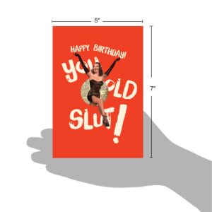 NobleWorks - 1 Sassy Happy Birthday Card Funny - Hilarious Grown-Up Card for Women, Wife, Stationery Humor - Old Sl-t Blank C7020BDB