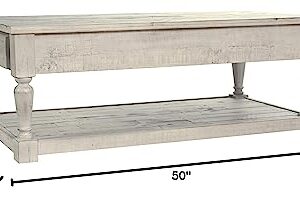 Signature Design by Ashley Shawnalore Rectangular Rustic Cocktail Table, Whitewash