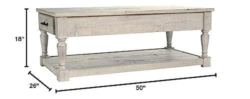 Signature Design by Ashley Shawnalore Rectangular Rustic Cocktail Table, Whitewash