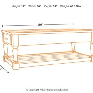 Signature Design by Ashley Shawnalore Rectangular Rustic Cocktail Table, Whitewash